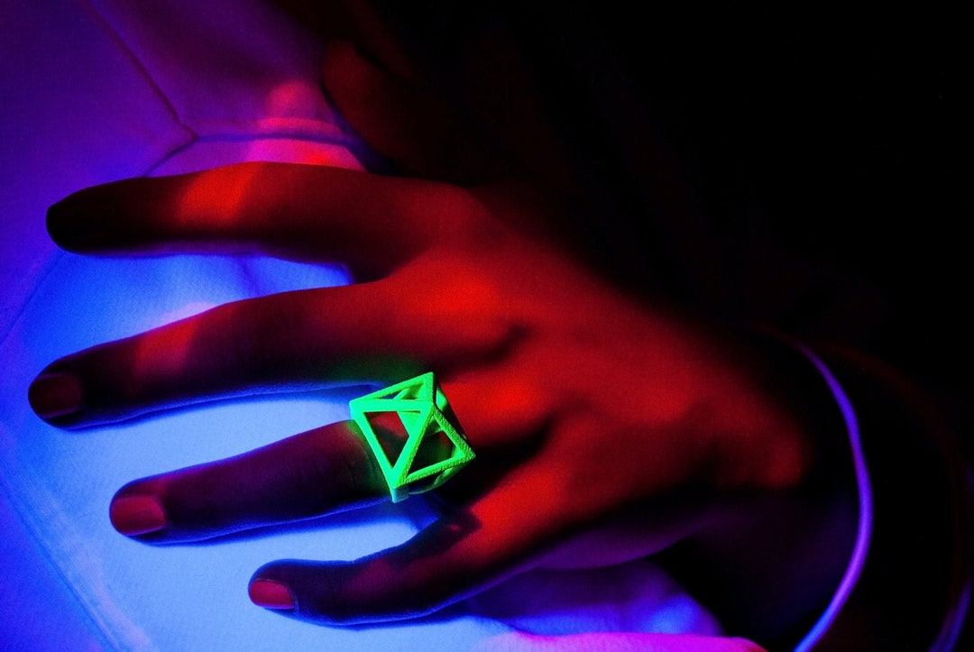 Lime Green 3D Printed Ring, Neon Kawaii Jewelry, Fluorescent Ring ...