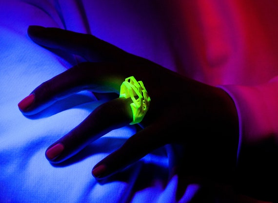 3D Printed Yellow Neon Ring Festival Jewelry Fluorescent - Etsy