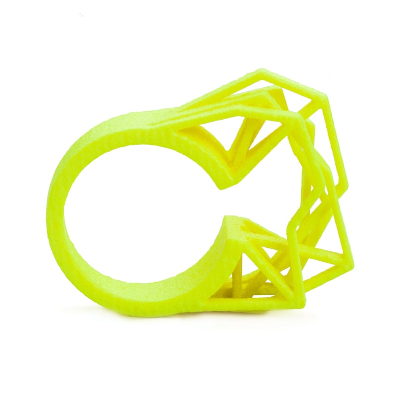 3D Printed Yellow Neon Ring, Festival Jewelry, Fluorescent Ring ...