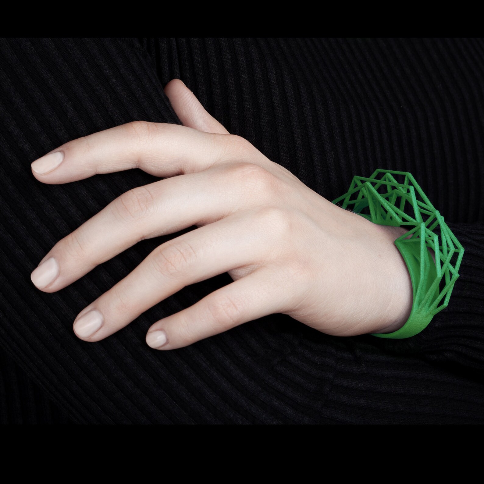 Geometric Cuff Bracelet 3D Printed Jewelry Black Statement - Etsy