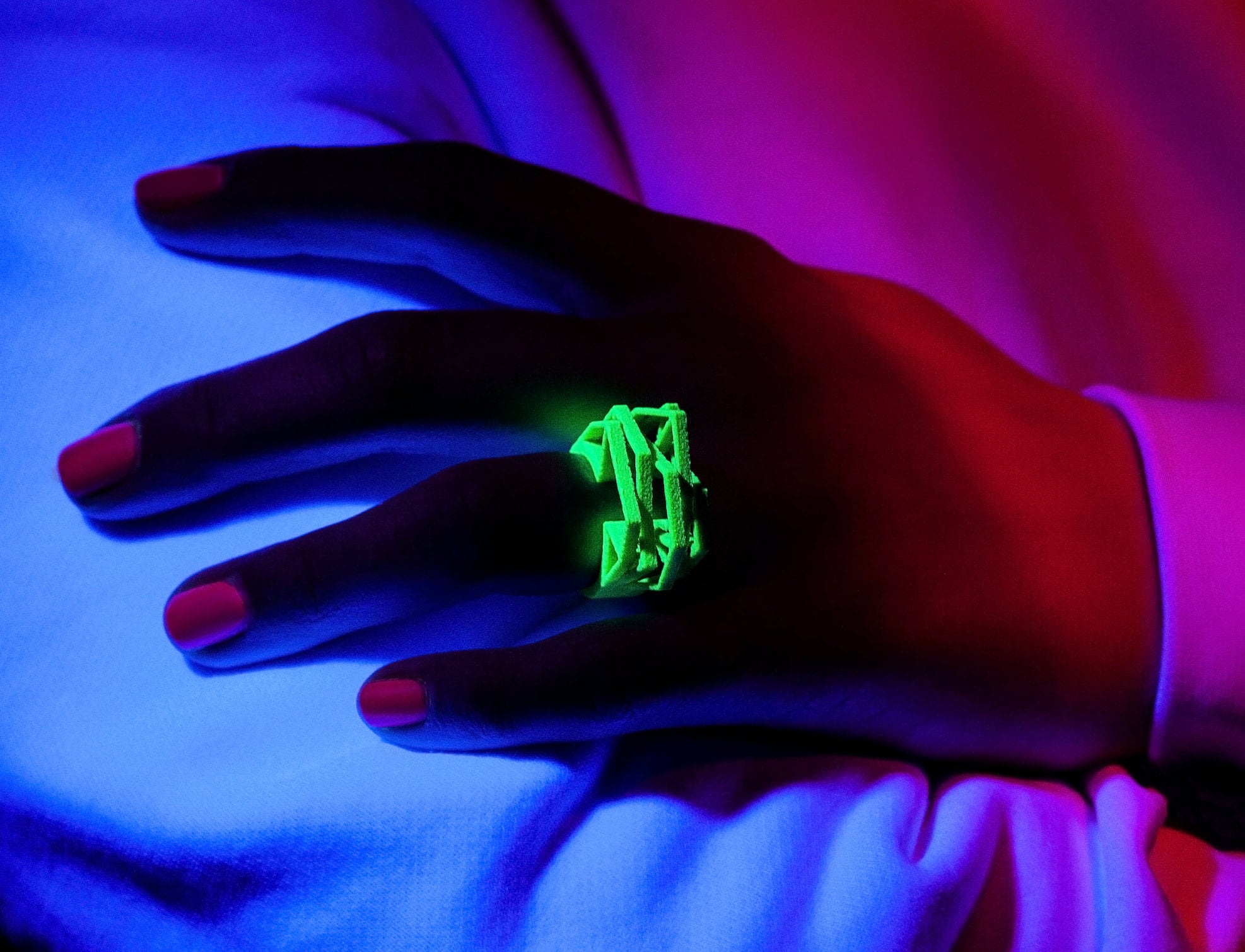 3D Printed Green Neon Ring, Party Jewelry, Ring Fluorescent Under ...