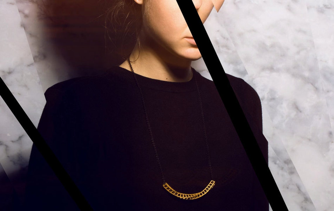 Gold Geometric Necklace 3D Printed Jewelry Statement - Etsy