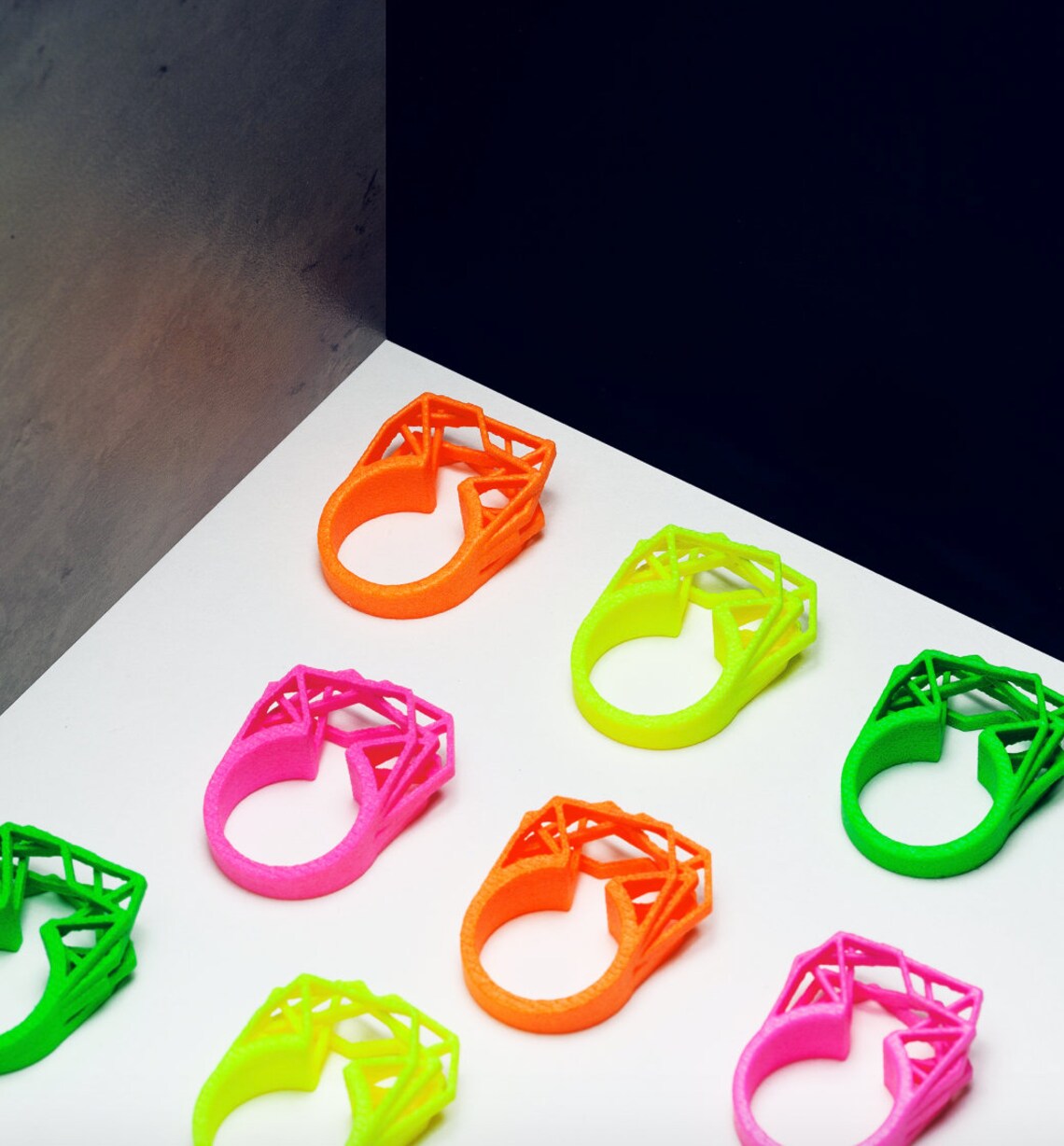 3D Printed Neon Pink Ring, Blacklight Jewellery, Space Jewelry, Glowing ...
