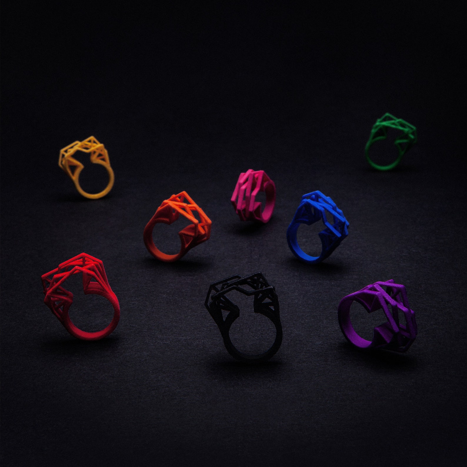 Black Ring, 3D Printed Jewelry, Statement Ring, Modern Ring, Goth Ring ...