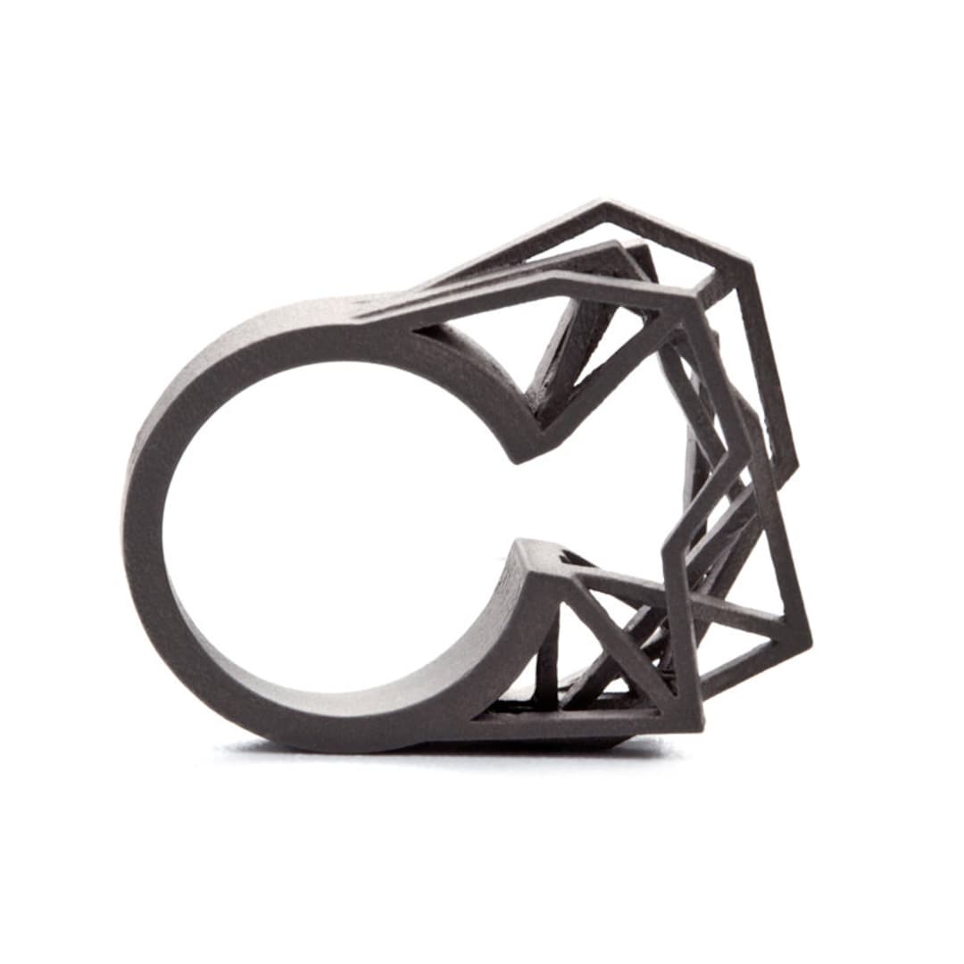 Architectural Titanium Ring, 3D Printed Jewelry, Light Metal Ring ...
