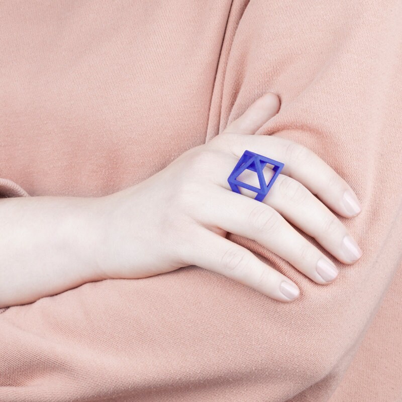 Unique Gradient Pyramid Rings, 3D Printed Jewelry, Geometric Ring ...