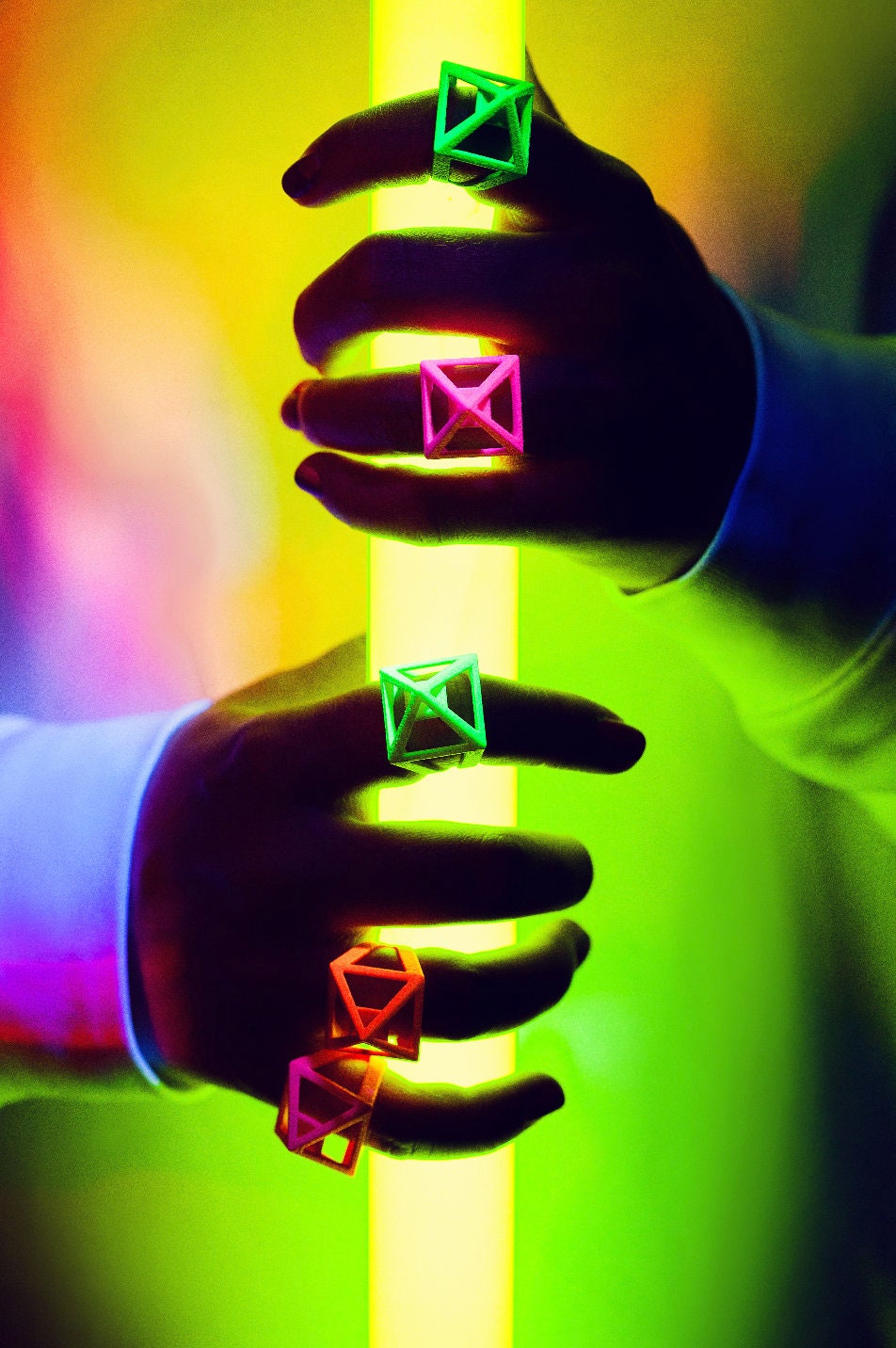 Neon Orange 3D Printed Ring, Sci-fi Jewelry, Geometric Pyramid Ring ...