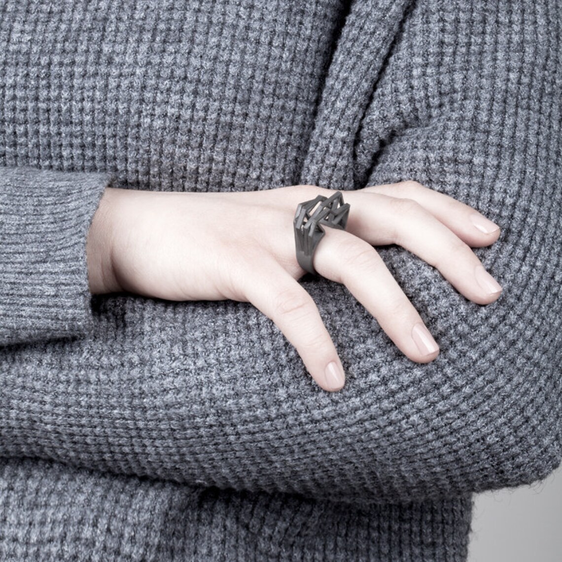 Architectural Titanium Ring, 3D Printed Jewelry, Light Metal Ring ...