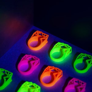 3D Printed Green Neon Ring, Party Jewelry, Ring Fluorescent Under ...
