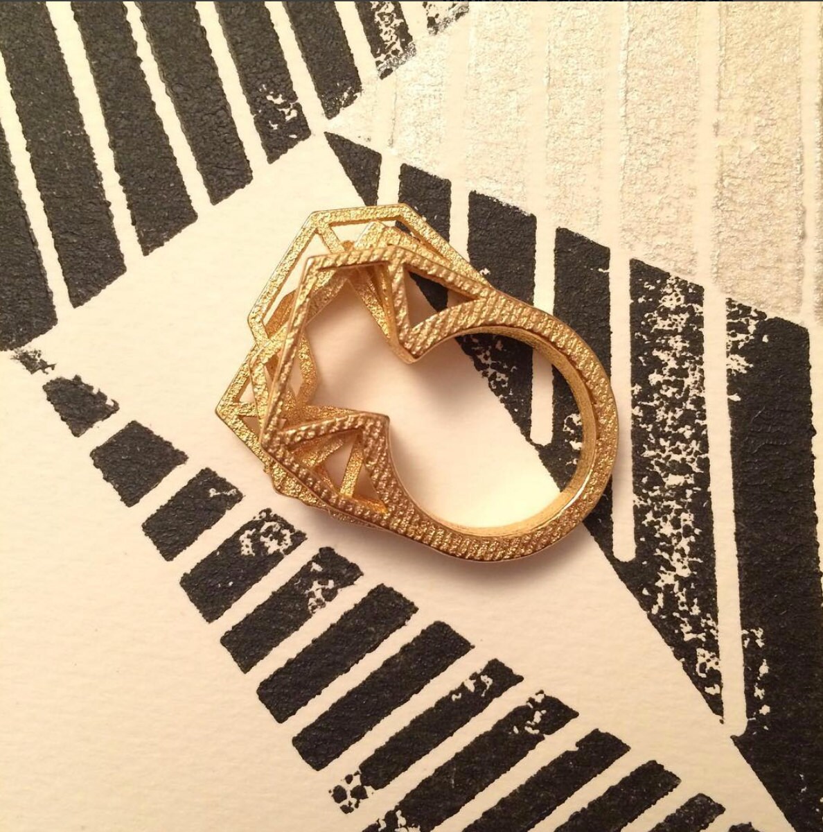 Geometric Gold Ring, 3D Printed Jewelry, Statement Ring, Steel Ring ...