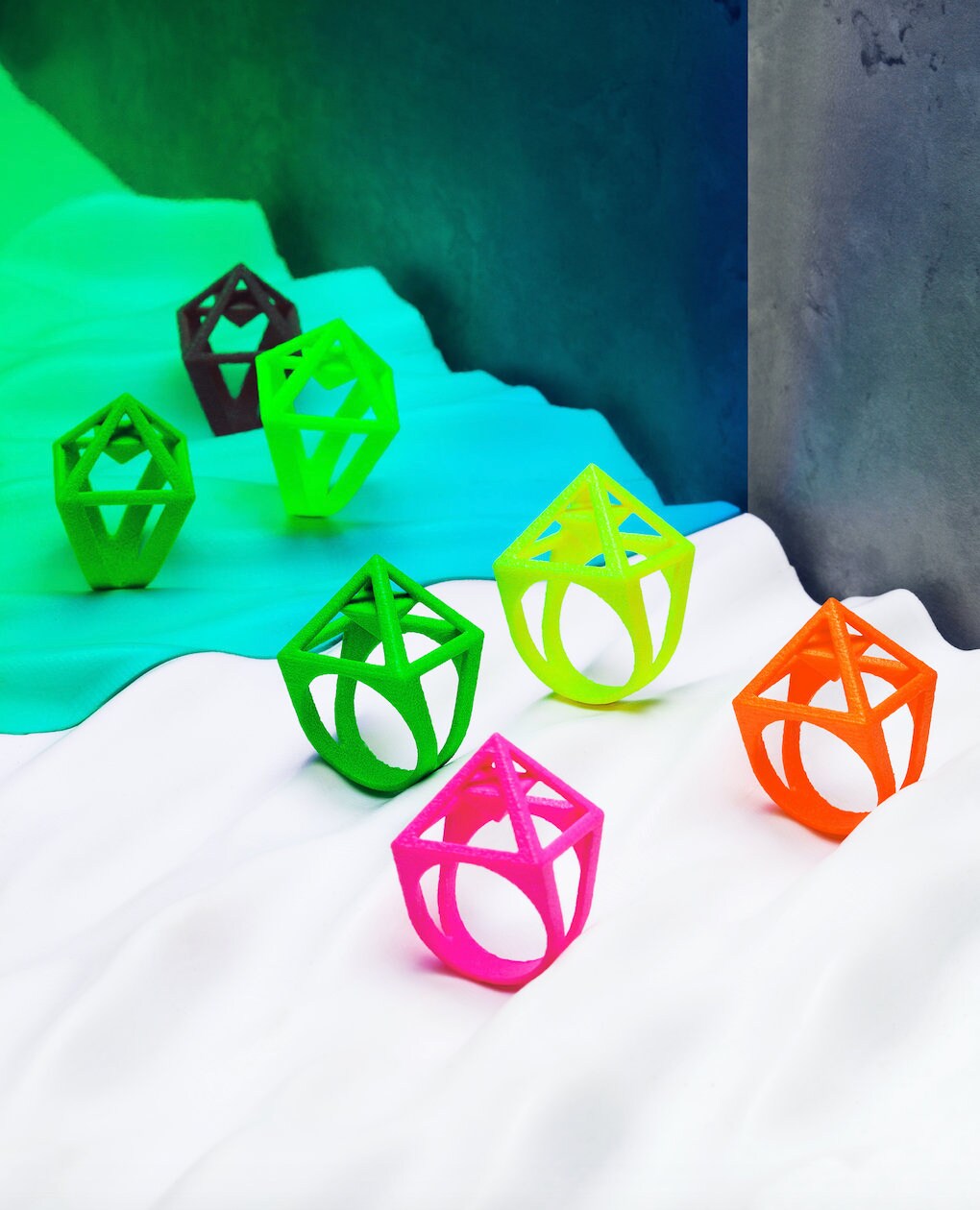 Neon Orange 3D Printed Ring, Sci-fi Jewelry, Geometric Pyramid Ring ...