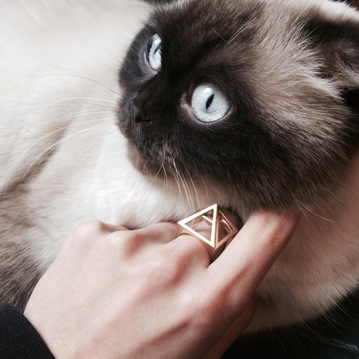 Rose Gold Pyramid Ring, 3D Printed Jewelry, Edgy Ring, Mythology Ring ...