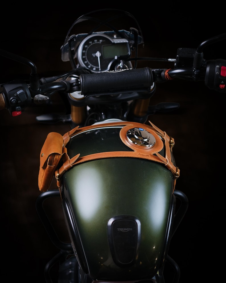 Full Grain Leather Motorcycle Fuel/gas Tank Straps, Adjustable ...