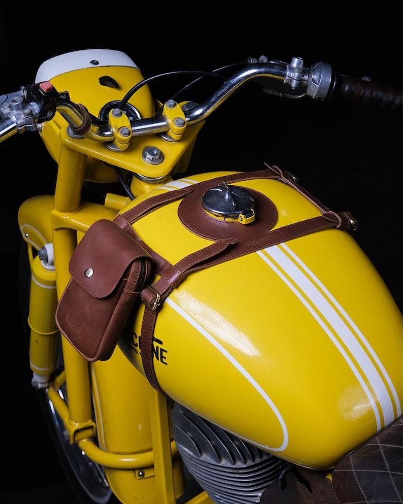 Full Grain Leather Motorcycle Fuel Gas Tank Strap, Heavy Duty ...
