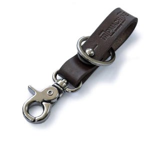 Full Grain Leather Belt Loop Key Fob Holder - Metallic Black, Keyring ...