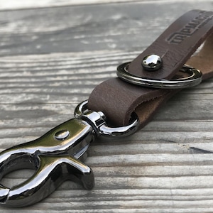 Full Grain Leather Belt Loop Key Fob Holder - Metallic Black, Keyring ...