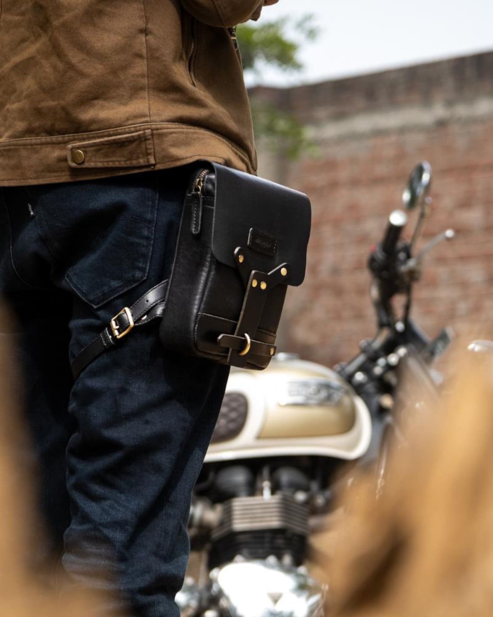 Personalised Full Grain Leather Thigh Bag With Adjustable Strap, Waist ...