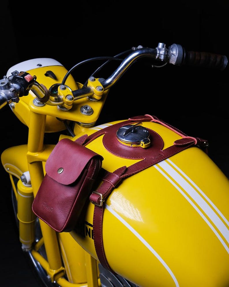 Full Grain Leather Motorcycle Fuel Gas Tank Strap, Heavy Duty ...