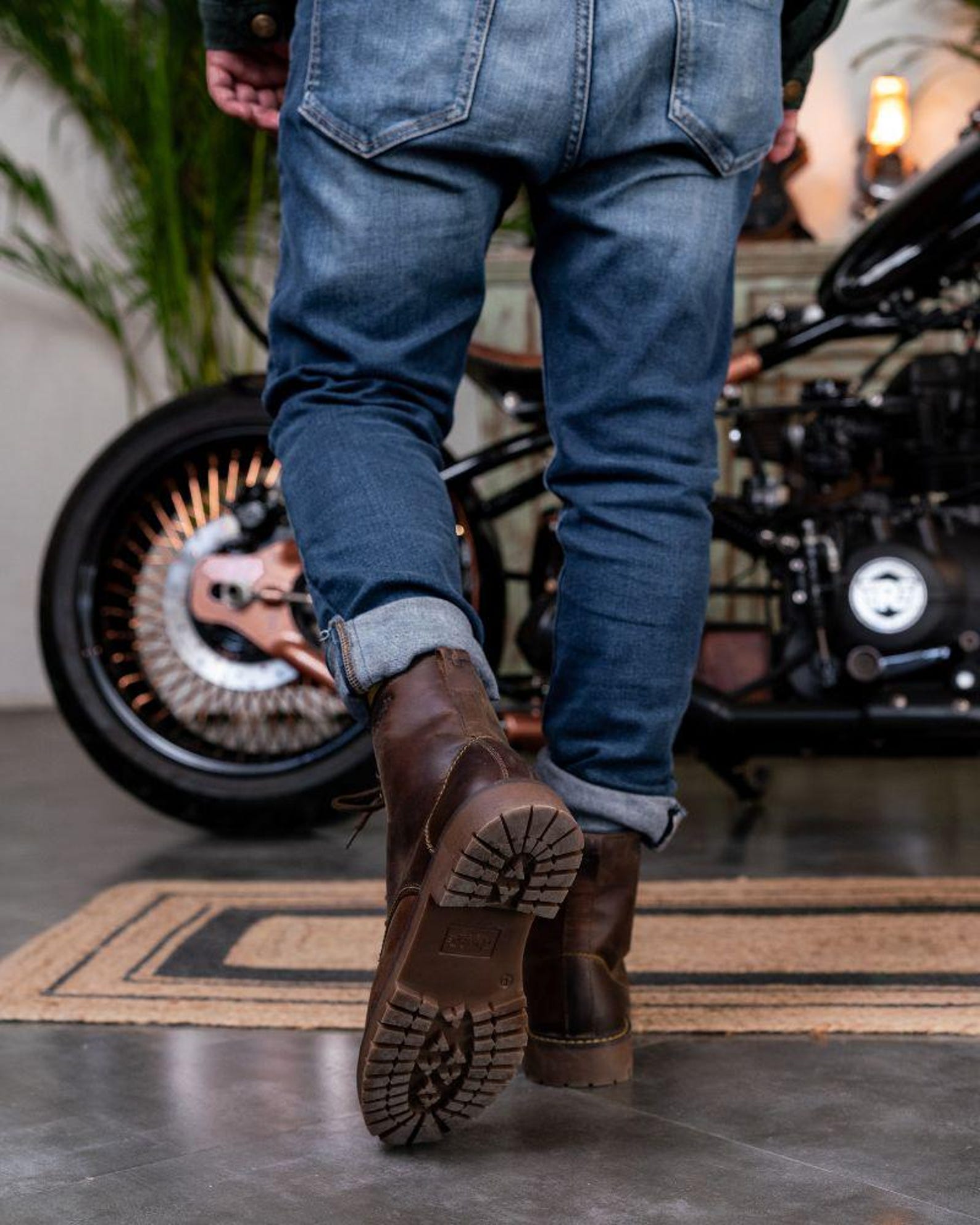 Handmade Full Grain Leather Motorcycle Boots - Moc-toe | CE AA ...