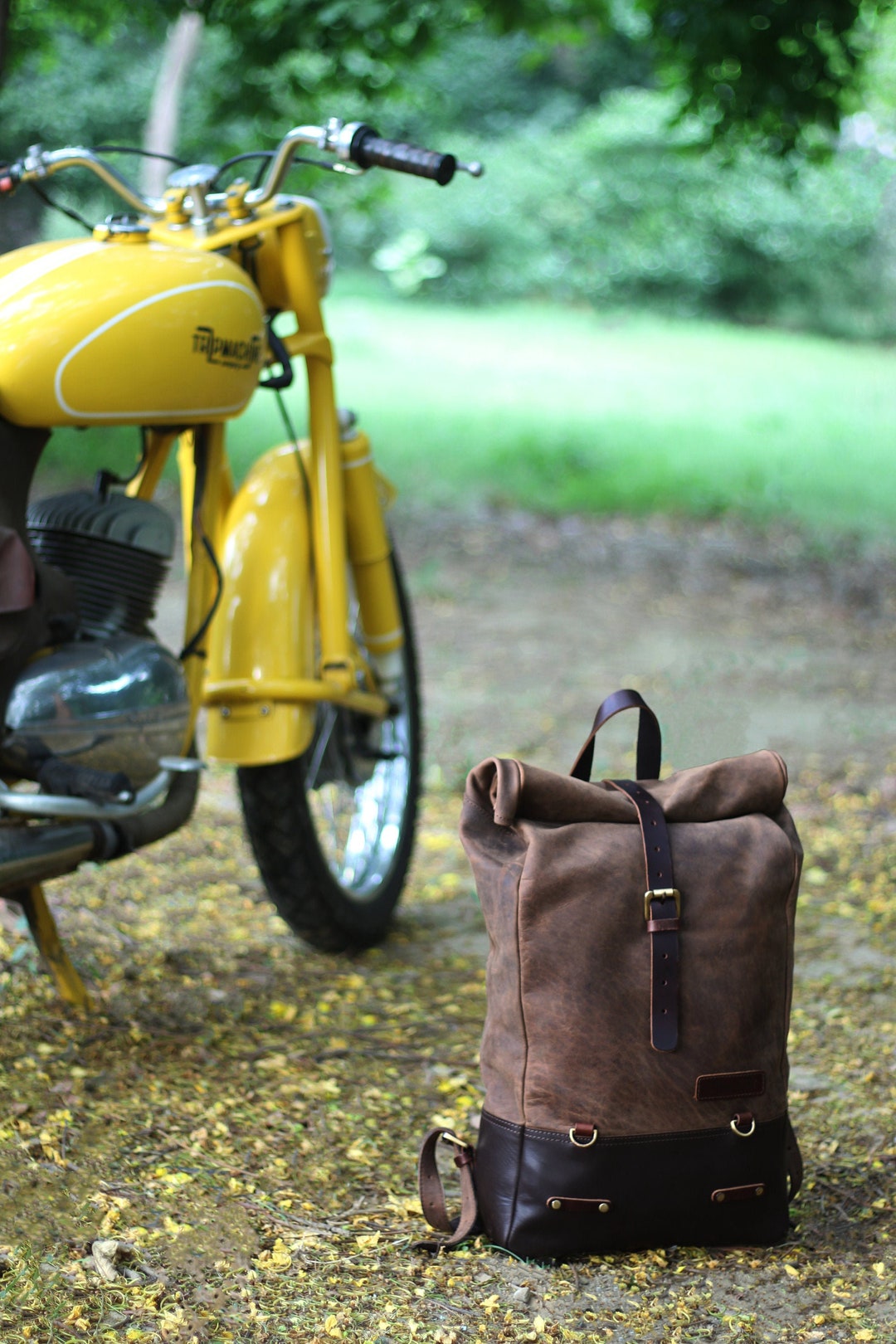 Genuine Leather Motorcycle Motorbike Roll Top Saddle Bag Backpack - Etsy