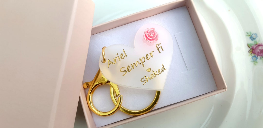 Heart Keychain, Milky White Half Transparent Acrylic Heart Key Chain ...