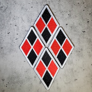 HARLEY QUINN Diamond Iron-on Patch. Black and Red Embroidery. Patch for ...