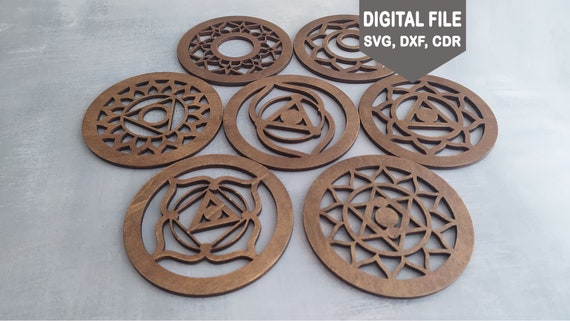 Set of 7 Coasters chakras. SVG DXF CDR - Etsy