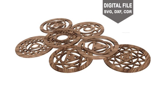 Set of 7 coasters Chakras. SVG DXF CDR | Etsy