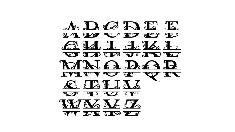 Split Letter Monograms Swirls 26 Vector Letters. Laser Cut Files SVG ...
