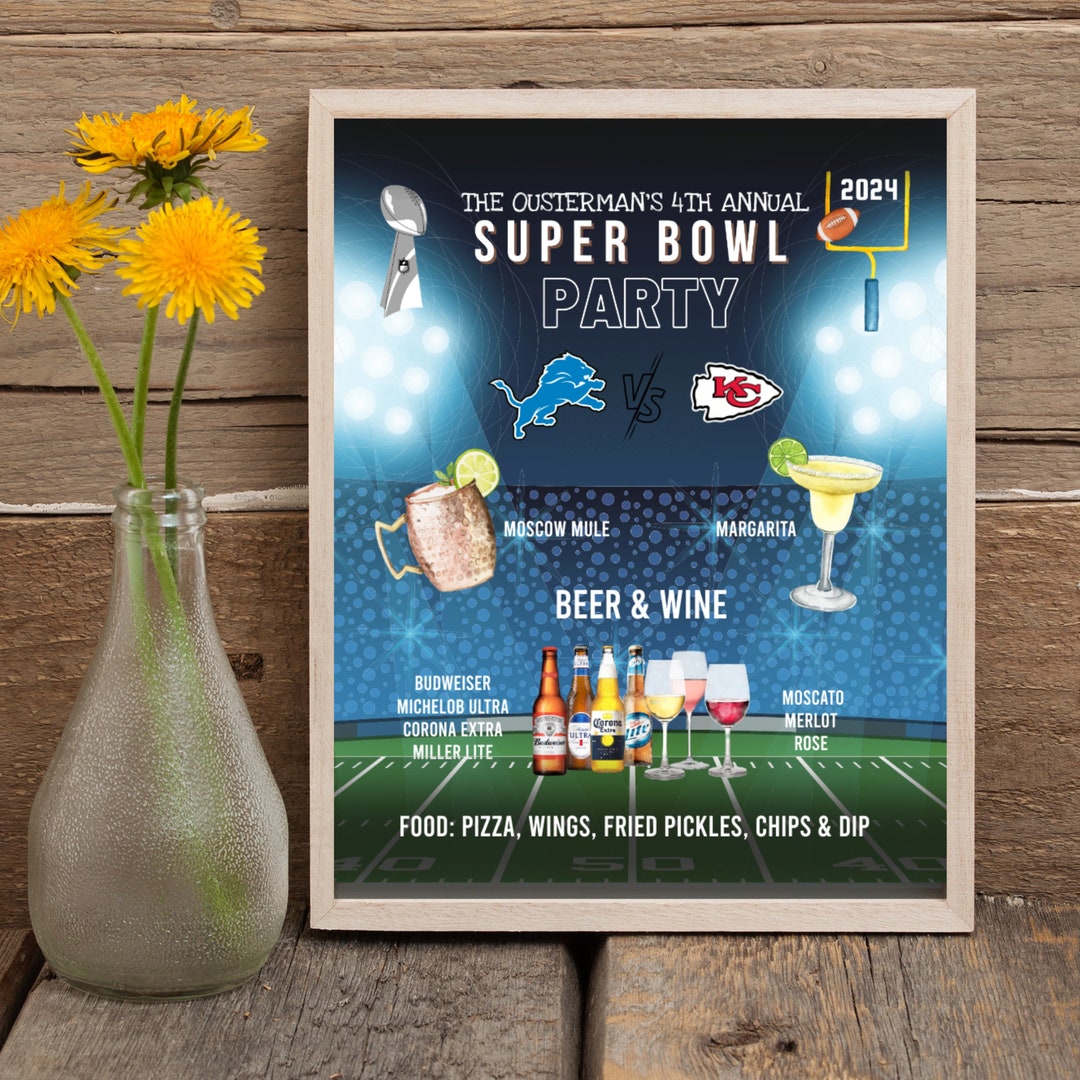 Printable EDITABLE Super Bowl Drink Menu Template, Printable Football ...