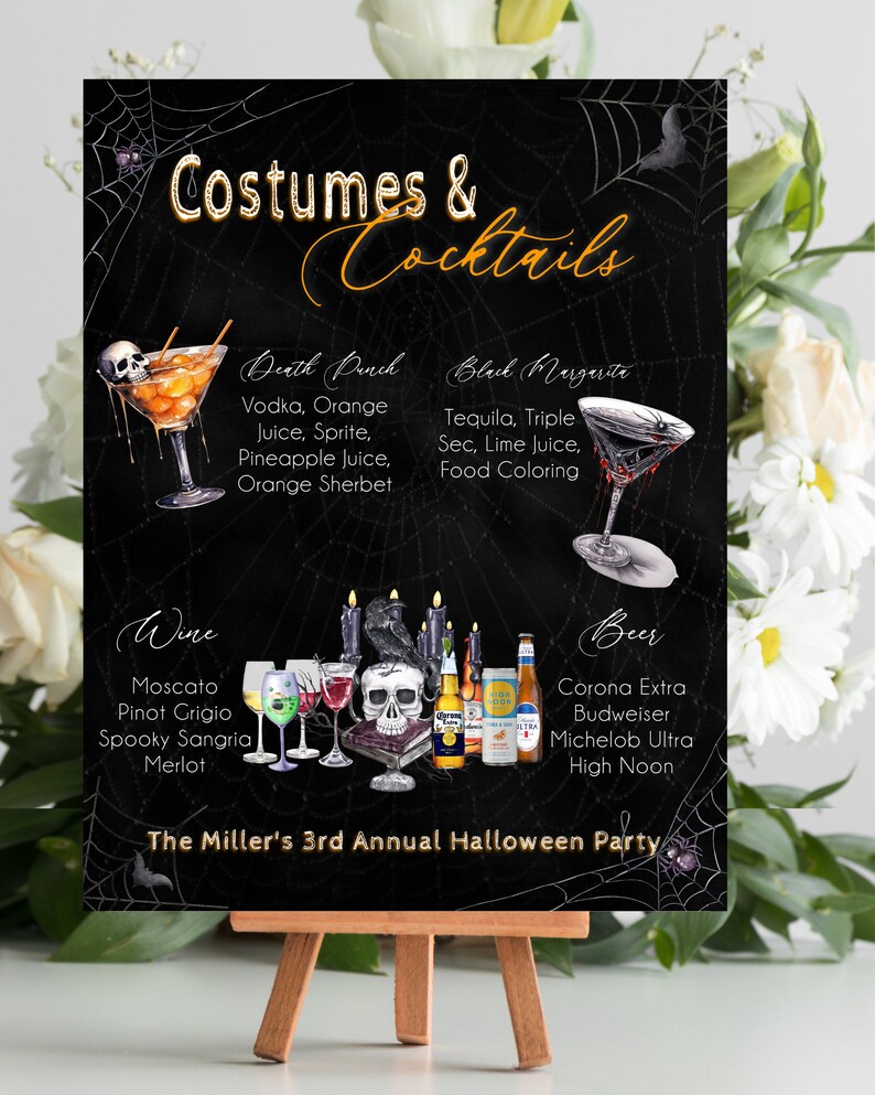 DESIGN YOUR OWN Halloween Bar Menu, Halloween Party Drink Menu Template ...