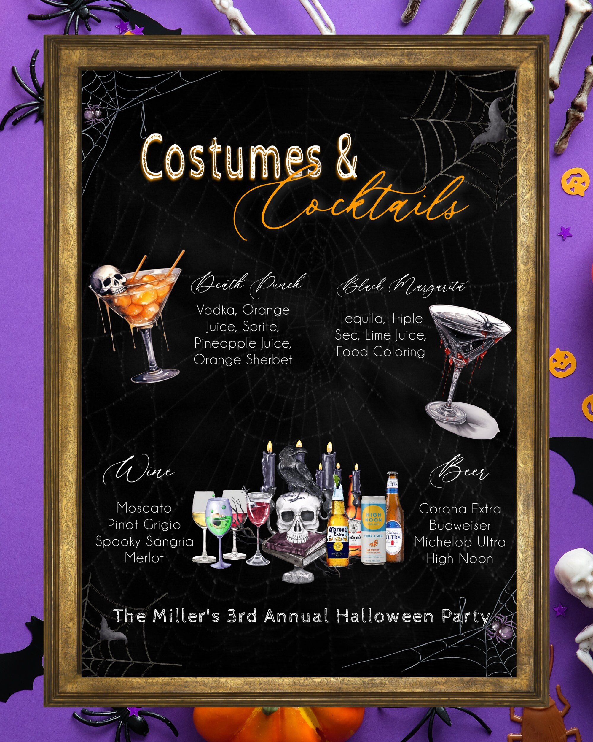 DESIGN YOUR OWN Halloween Bar Menu, Halloween Party Drink Menu Template ...