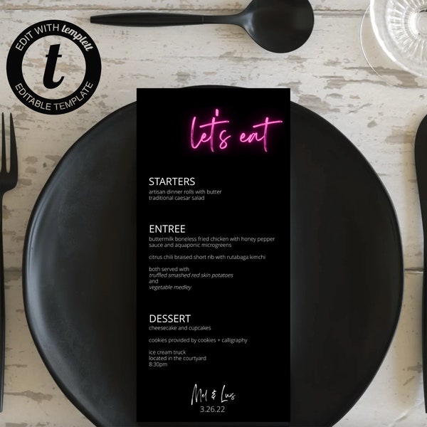 Digital Menu Card - Etsy