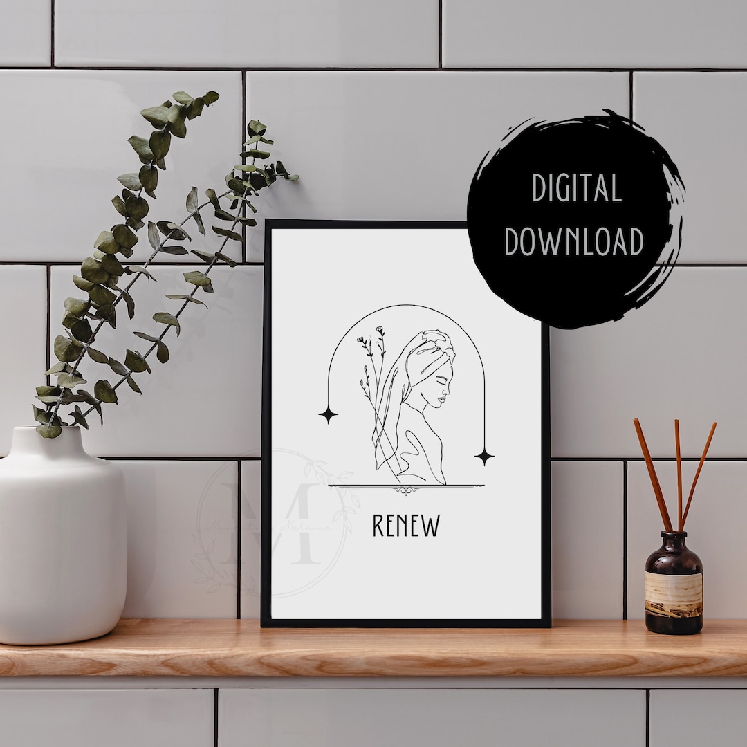 Minimalist Bathroom Spa Wall Art, Renew Spa Bathroom Wall Art ...