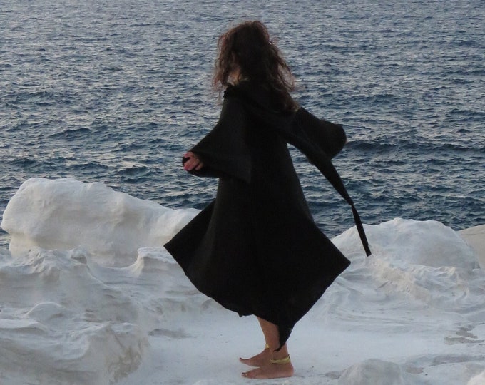 Black Knit Witch Dress Long Asymmetric Butterfly Wiccan - Etsy