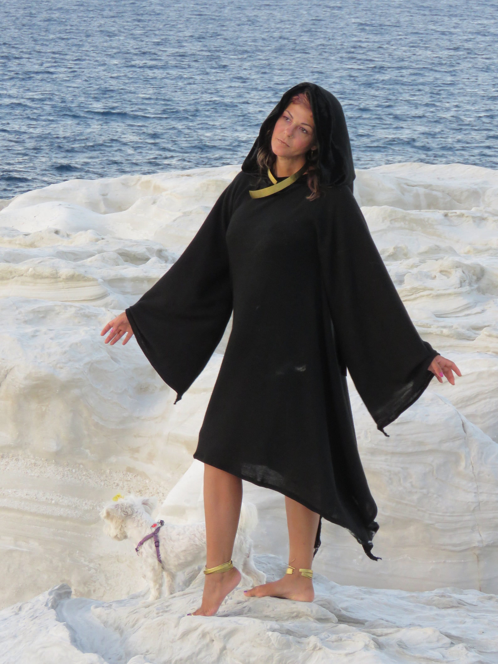 Black Knit Witch Dress Long Asymmetric Butterfly Wiccan - Etsy