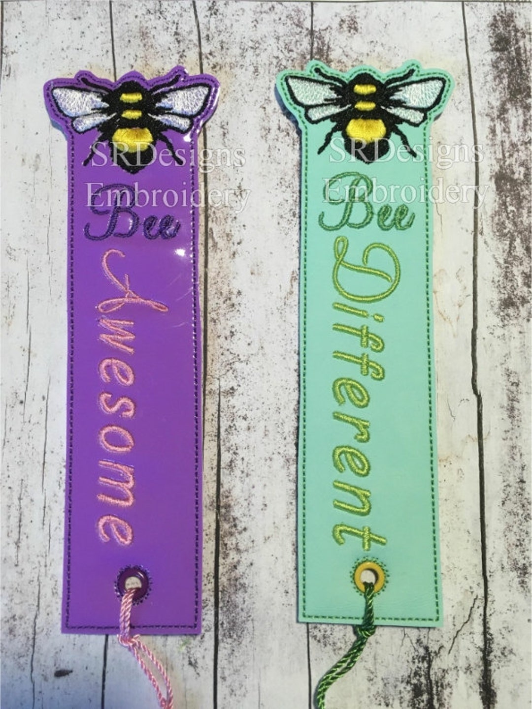 Bee Bookmarks, Set of 6, All Different Words ITH Machine Embroidery. - Etsy