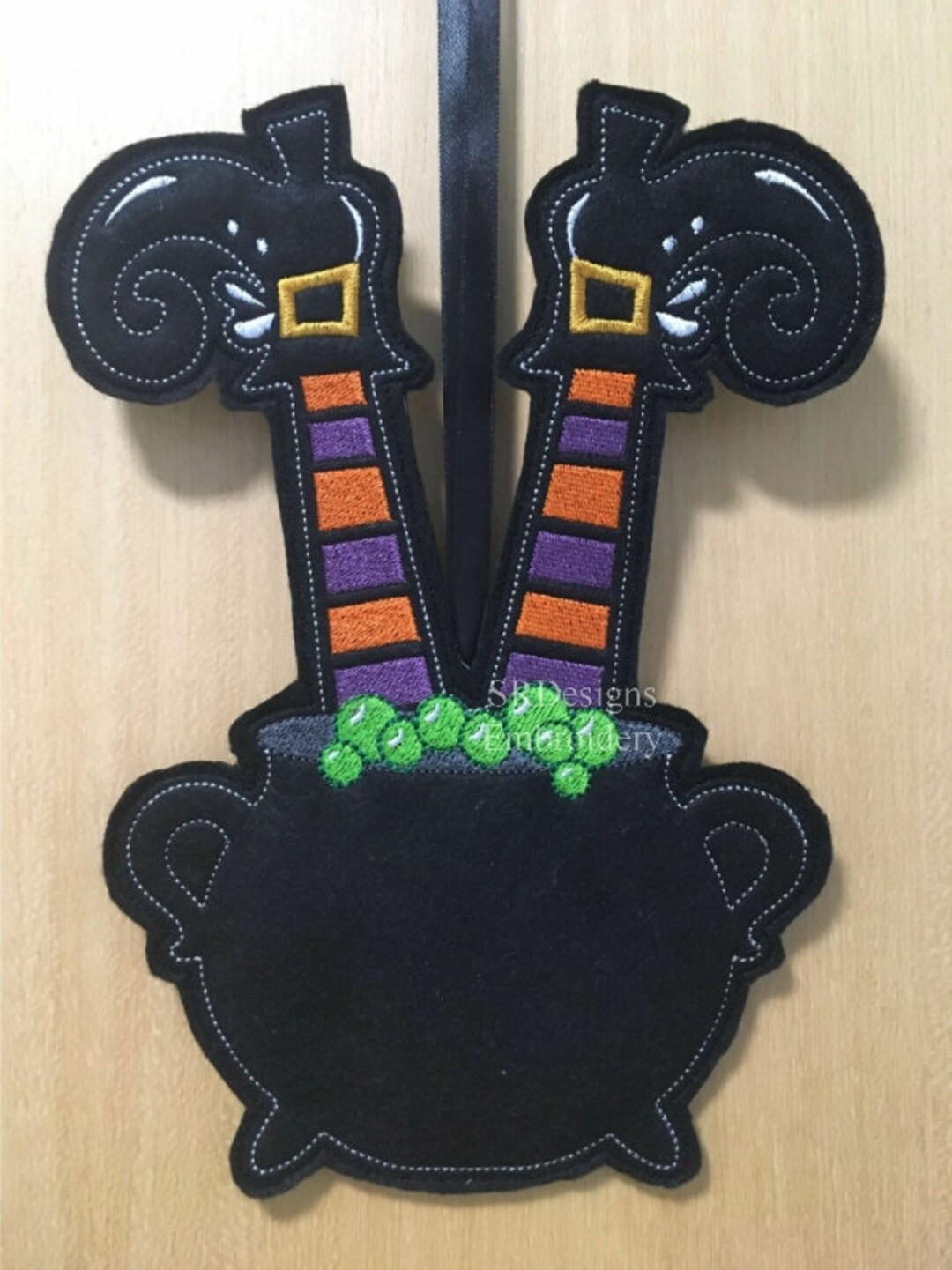 Halloween Witch in Cauldron Hanger, 7"x12" ITH Embroidery Design. Add ...