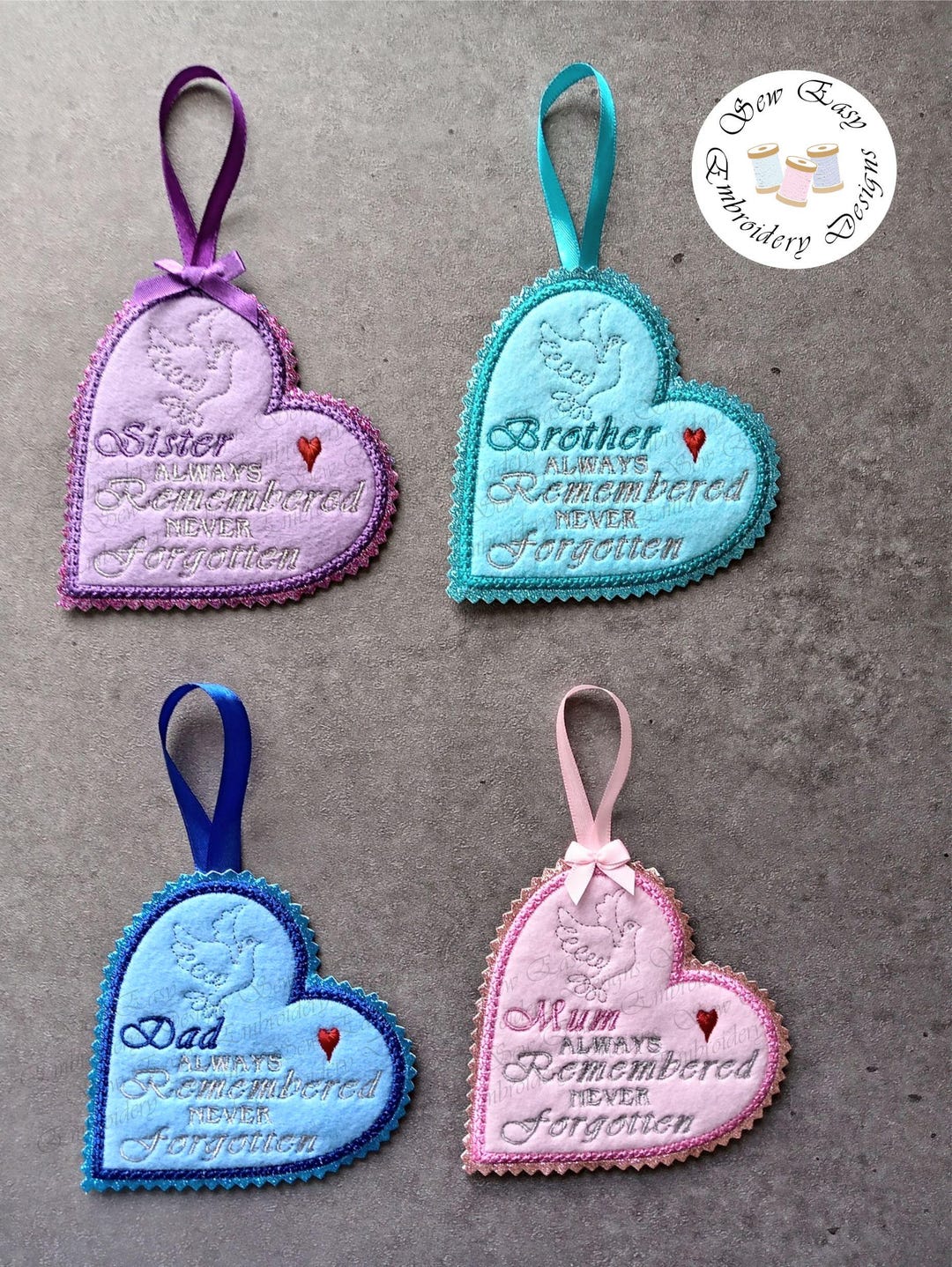 Memory Hearts, Set of 14 Heart Designs With a Loving Verse, ITH 4"x4 ...