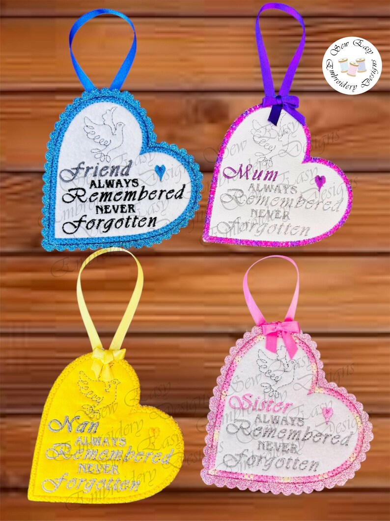 Memory Hearts, Set of 14 Heart Designs With a Loving Verse, ITH 4"x4 ...