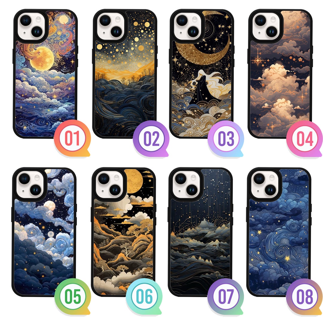 Sun Moon Stars Phone Case Cover Fit for iPhone 15 Pro Max, 14 Plus, 13 ...