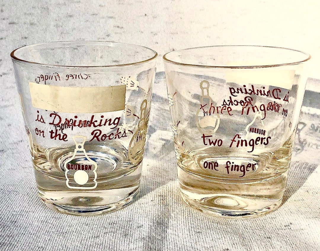 Vintage 1960s Rocks Drinking Glasses W/name Tag - Etsy