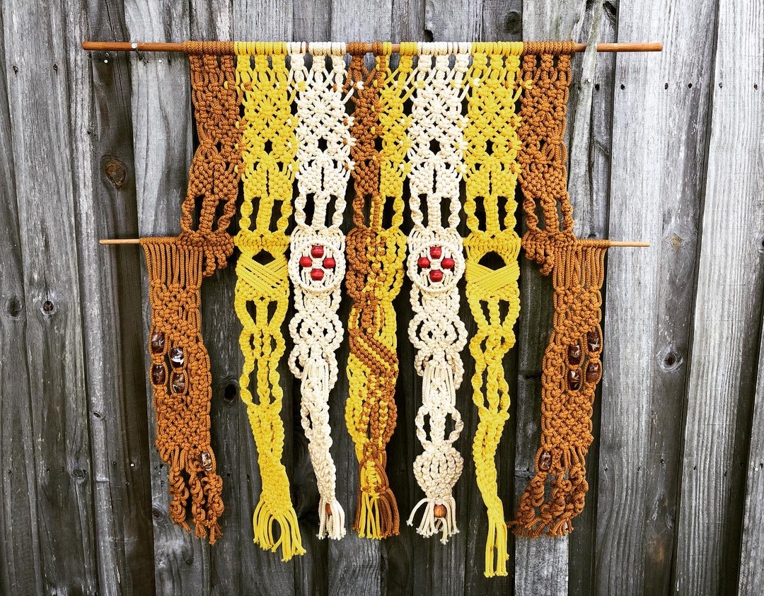 Vintage Boho 1970s Macrame Wall Hanging - Etsy