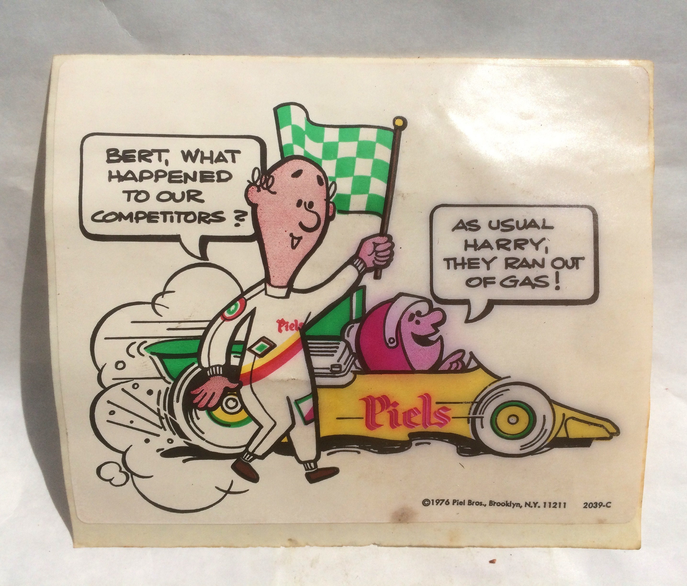 Vintage 1976 Piels Beer Bert & Harry Race Car Sticker - Etsy
