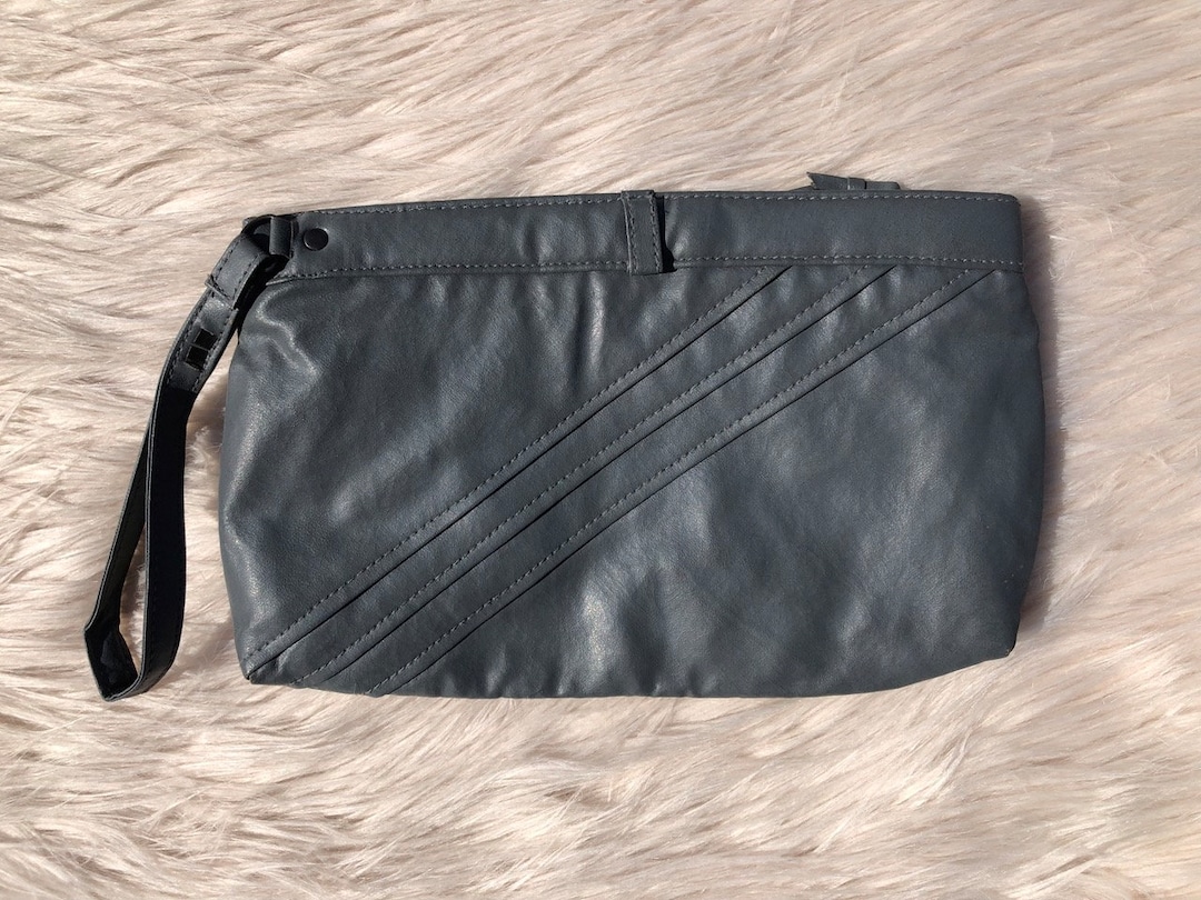 Vintage 1980s Mitzi Gray Faux Leather Clutch Handbag Purse - Etsy