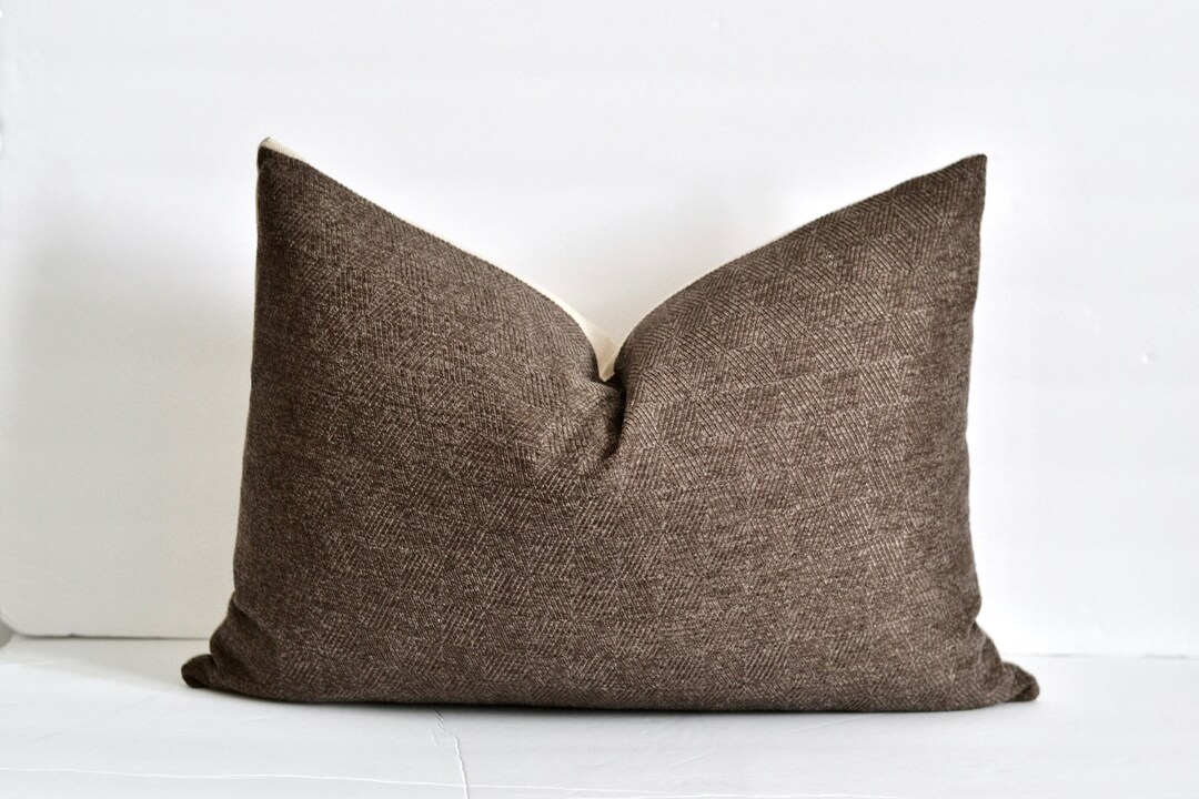 Brown Lumbar Pillow the Nito Pillow Cover Subtle Herringbone Diamond ...