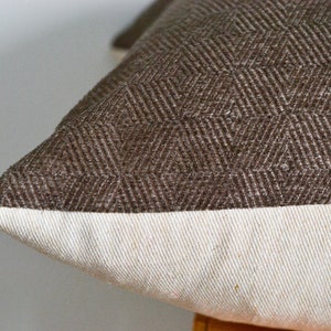 Brown Lumbar Pillow the Nito Pillow Cover Subtle Herringbone Diamond ...