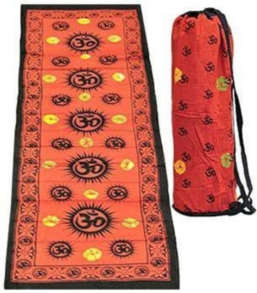 Lamatar1 Om Yoga Mat 100 % Cotton With Carry Bag Red - Etsy