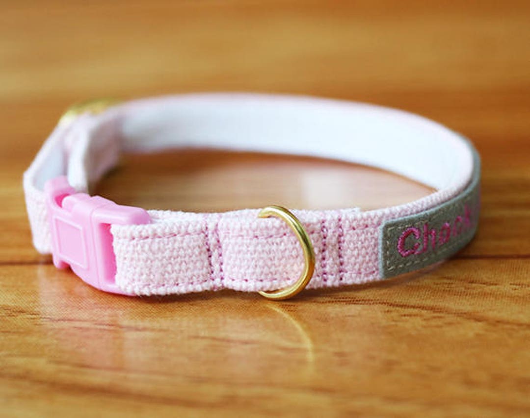 Minimal Pink Personalized Cat Collar, Stylish Pink Cat Collar, Chocky ...