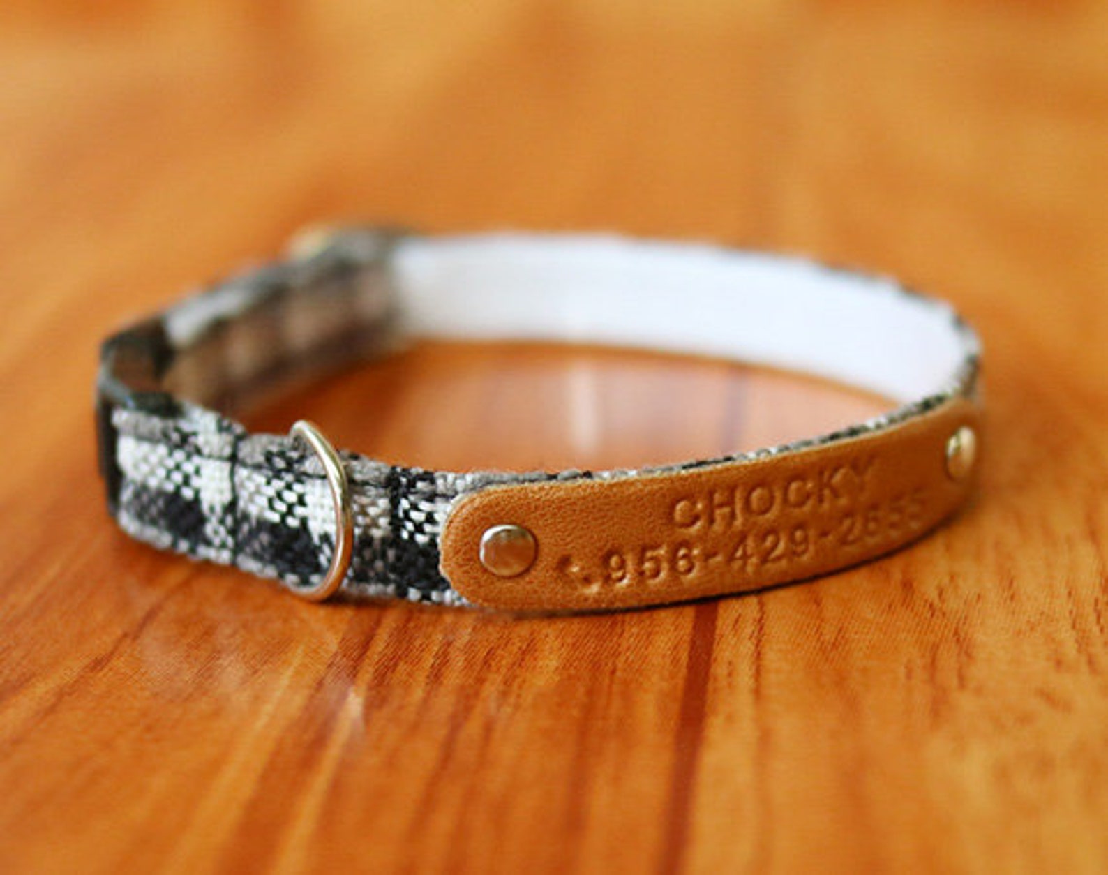 Black Plaid Cat Collar With Personalized Tag Buffalo Plaid - Etsy